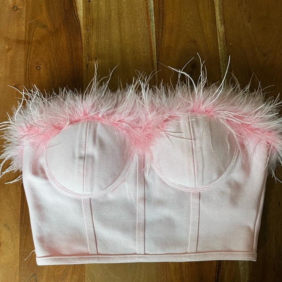 superdown | Tops | Superdown Pink Feather Top | Poshmark